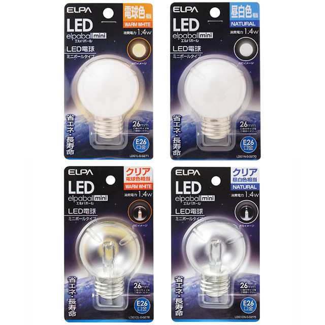 エルパ(ELPA) LED装飾電球 ミニボールタイプ G50 小丸電球 E26口金 激安価格販売：アカリセンター